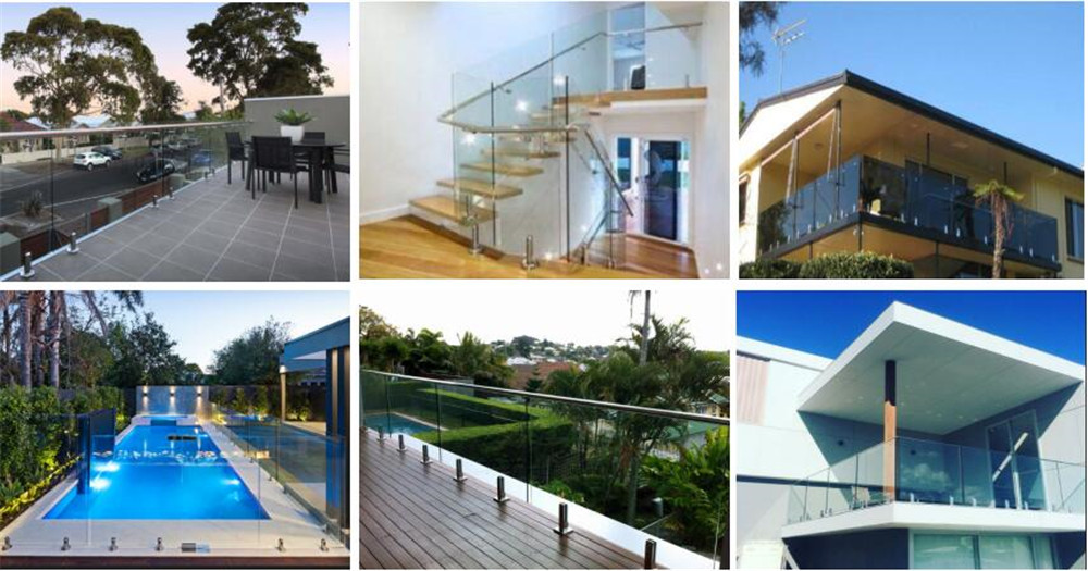 Outdoor frosted glass railing / fence spigot balustrade