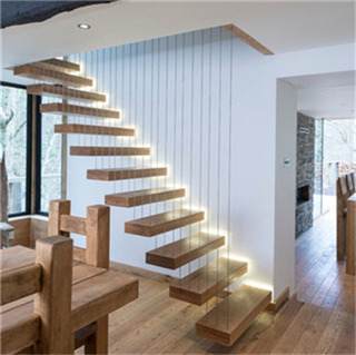 Villa House Invisible Beam Staircase Glass Treads Floating Staircase