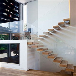 Villa House Invisible Beam Staircase Glass Treads Floating Staircase