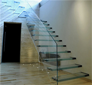 Villa House Invisible Beam Staircase Glass Treads Floating Staircase
